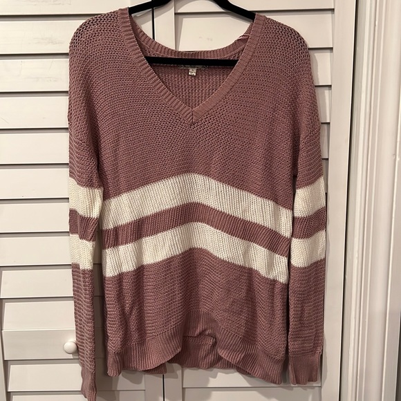 Pink Rose | Sweaters | Pink Rose Juniors Pink And White Striped Sweater ...